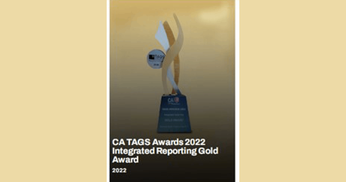 TAGS Awards 2022 - Gold Award for Integrated Reporting